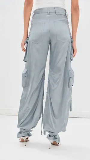 Attico Long Satin Cargo Pants
