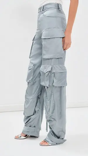 Attico Long Satin Cargo Pants
