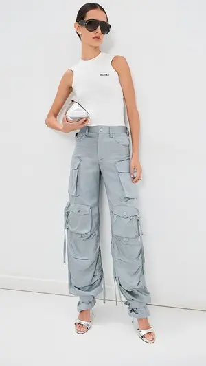 Attico Long Satin Cargo Pants