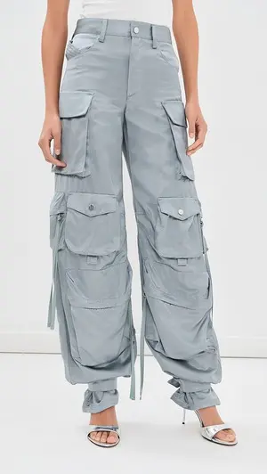 Attico Long Satin Cargo Pants