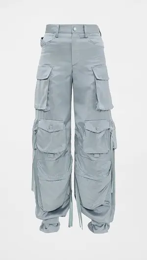 Attico Long Satin Cargo Pants