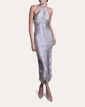 FRANCESCA MIRANDA Solar Silk Pata De Cabra Halter Dress