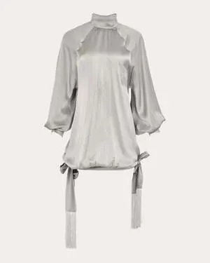 FRANCESCA MIRANDA Tide Draped Silk Tie Mini Dress