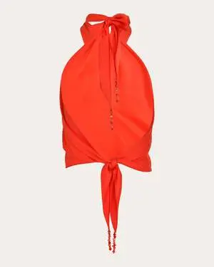 FRANCESCA MIRANDA Olivia Silk Crossover Halter Top