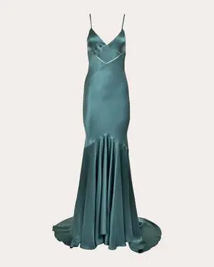 FRANCESCA MIRANDA Lagoon Silk Bias Maxi Dress - Blue