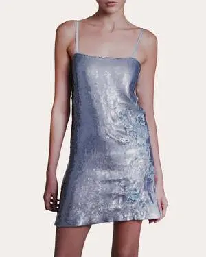 FRANCESCA MIRANDA Moonrise Beaded Floral Sequin Mini Dress