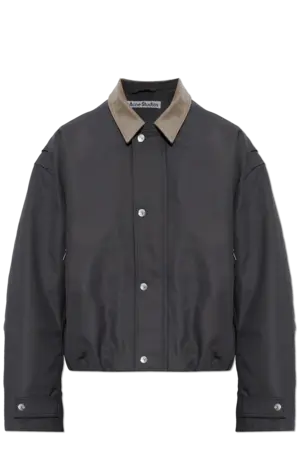 Acne Studios Insulated Jacket With A Leather Collar - Grey
