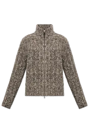 Moncler Wool Cardigan With Logo Patch