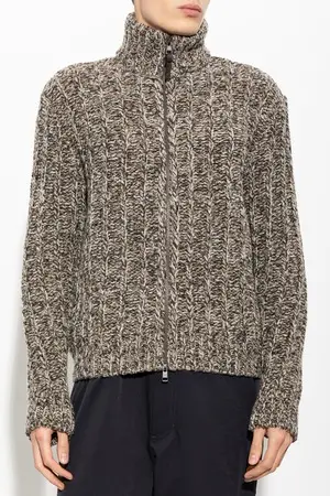 Moncler Wool Cardigan With Logo Patch