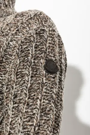 Moncler Wool Cardigan With Logo Patch