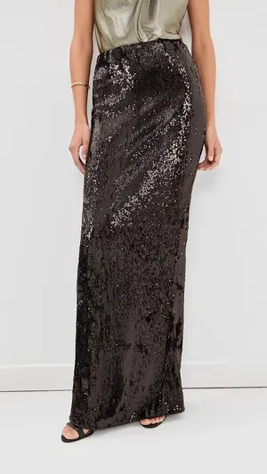 Balmain Sequined Long Skirt - Vert Fonce
