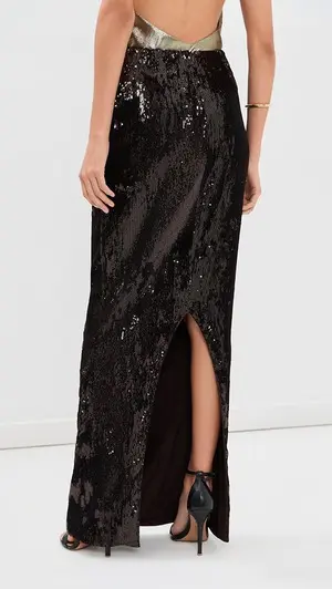 Balmain Sequined Long Skirt