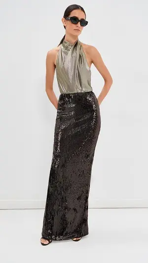 Balmain Sequined Long Skirt