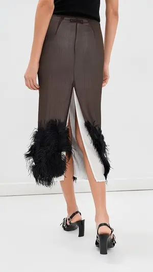 Attico Feathered Georgette Skirt