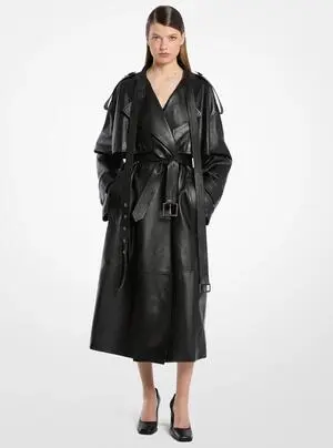 Michael Kors Plongé Leather Trench Coat In Size By