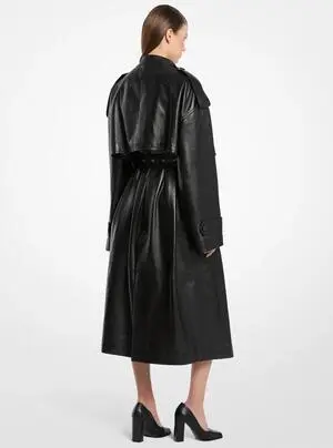Michael Kors Plongé Leather Trench Coat In Size By