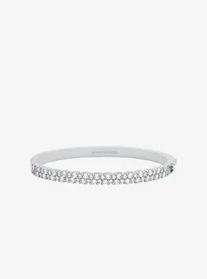 Michael Kors Double Pavé Bracelet And Huggie Earrings Set In By - Silver