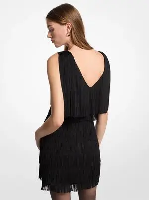 Michael Kors Fringed Crepe Mini Dress In Size By