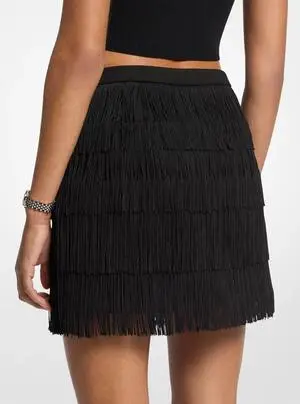 Michael Kors Fringed Jersey Mini Skirt In Size By