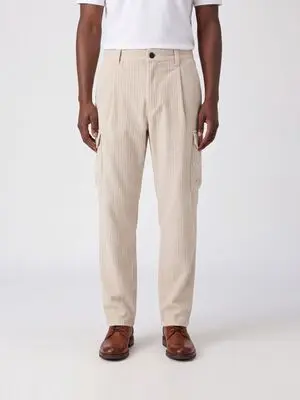 Herno Corduroy Cargo Trousers With Slash And Side Pockets - White