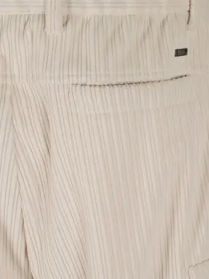 Herno Corduroy Cargo Trousers With Slash And Side Pockets - White