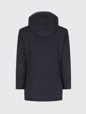 Woolrich Short Hooded Utility Parka In Cotton-nylon With Concealed Closure