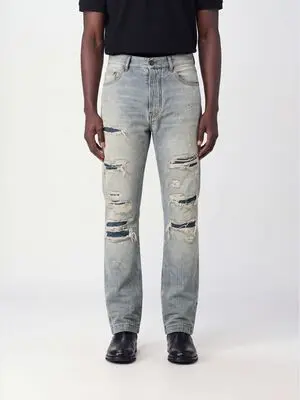 Amiri Mid-rise Straight Fit Distressed Cotton Denim Jeans - Blue