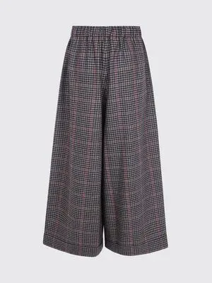 DANIELA GREGIS Check Wool Wide-leg Trousers With An Elasticated Waist