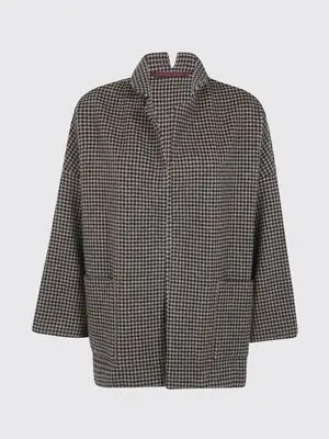 DANIELA GREGIS Houndstooth Wool Single-breasted Short Coat