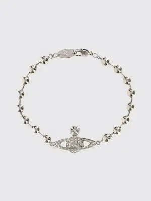 VIVIENNE WESTWOOD Thames Brass Bracelet With Orb And Crystals - Platinum