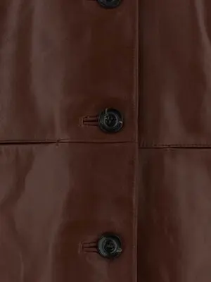 Soeur Knee-length Single-breasted Lambskin Leather Jacket