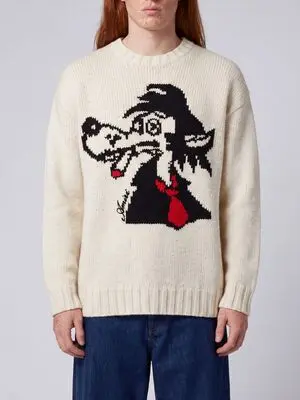 Amiri Wolf Wool And Cashmere Blend Jumper With Graphic Print And Crew Neck