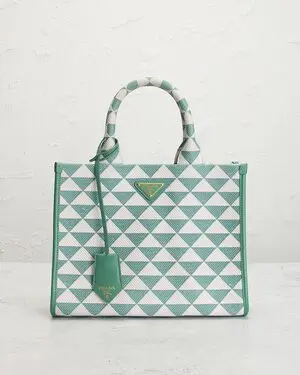 FWRD RENEW Prada Symbole Embroidered Tote Bag
