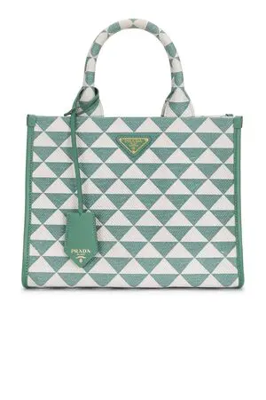 Prada Symbole Embroidered Tote Bag - Green