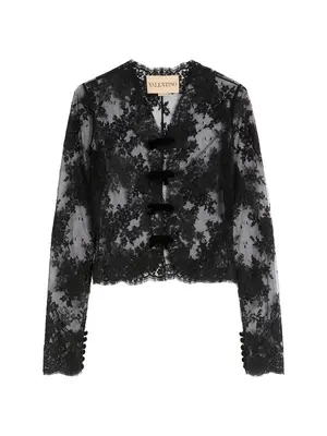 Valentino Garavani Lace Shirt With Bows - Black