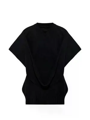 Issey Miyake Asymmetric V-neck Vest - Black