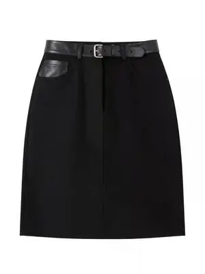 Max Mara Belted Leather-trim Mini Skirt