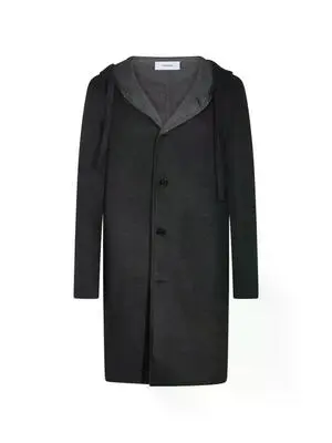 LARDINI Hooded Wool Coat - Grey