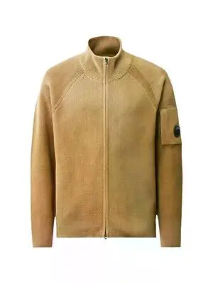 C.P. COMPANY Waffle-knit Cotton Zip Lens Cardigan - Neutrals