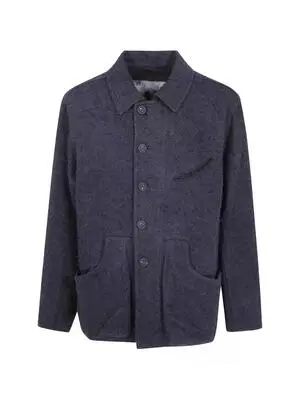 ZIGGY CHEN Textured-finish Button-up Jacket - Blue