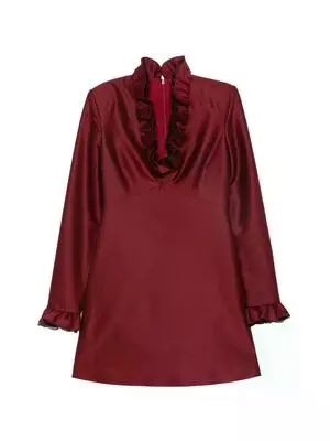Alberta Ferretti Ruffled Long-sleeve Mini Dress