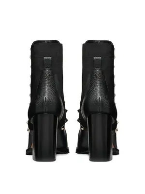 Valentino Garavani Rockstud 80mm Grainy Calfskin Ankle Boots