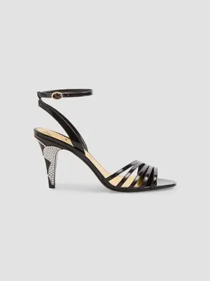 Valentino Garavani Ladycrush 85mm Patent Leather Sandals With Crystals - Black
