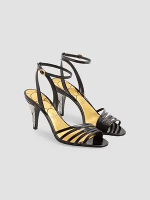Valentino Garavani Ladycrush 85mm Patent Leather Sandals With Crystals