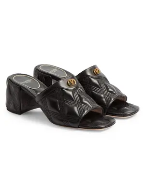 Valentino Garavani Quiltie 67 Quilted Nappa Leather 60mm Slide Sandals