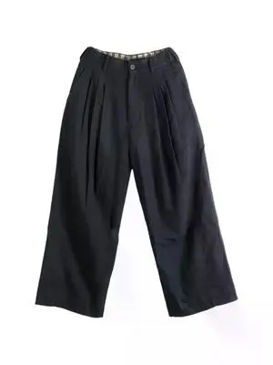 ZIGGY CHEN Pleated Wide-leg Trousers - Black