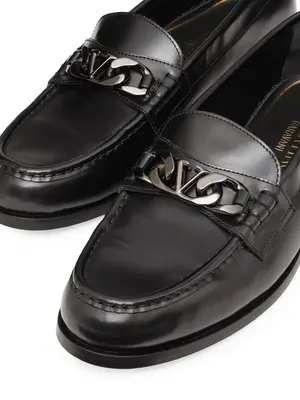 Valentino Garavani Vlogo Chain Calfskin Loafers