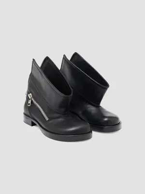JW Anderson Leather Zip Biker Booties - Black