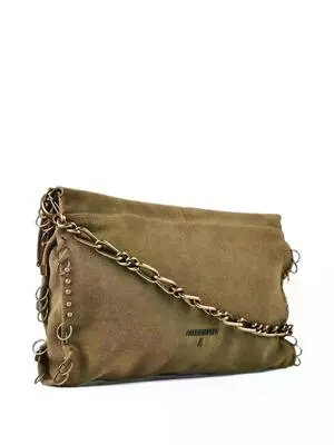 Patrizia Pepe Ring-detailed Suede Shoulder Bag - Brown