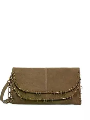 Patrizia Pepe Ring-detailed Suede Shoulder Bag - Brown